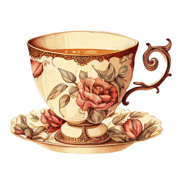 Vintage Tea Cup Clip Art Png