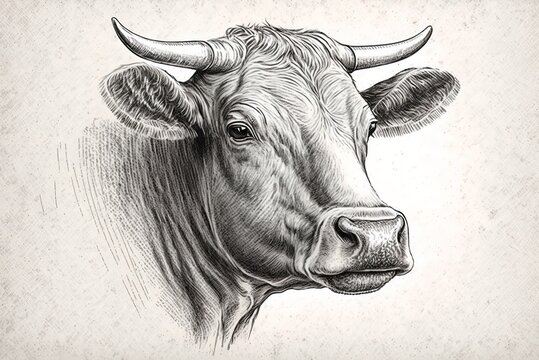 Realistic Cow Drawing
