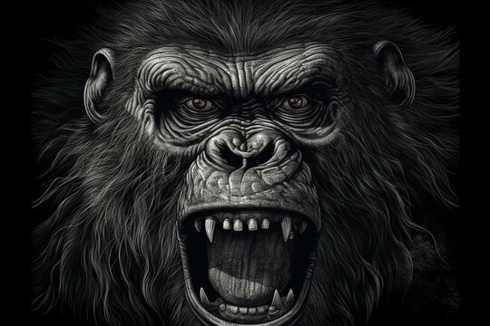 Angry Silverback Gorilla Face Drawing