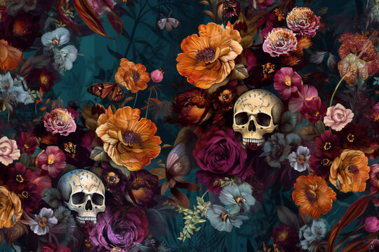Flower Skulls Wallpaper