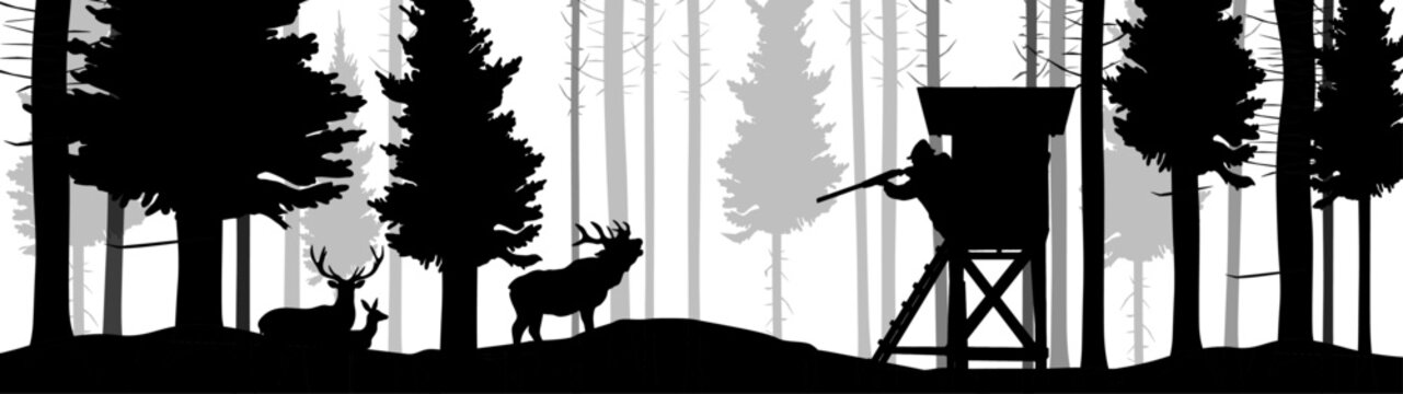 Bow Hunter Tree Stand Silhouette