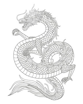 Japanese Dragon Outline