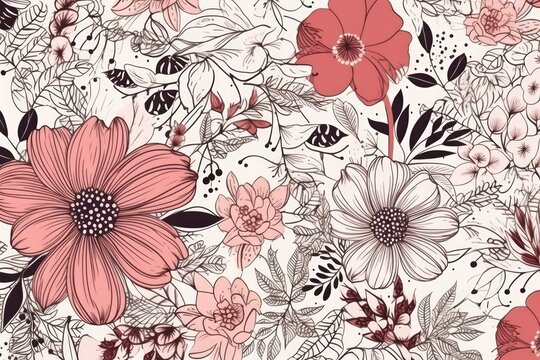 Red Floral Print Background