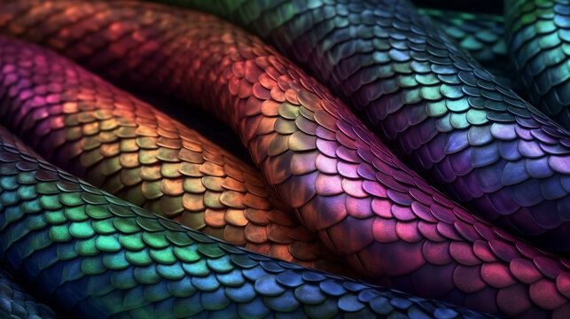 Colorful Snake Scales Close Up