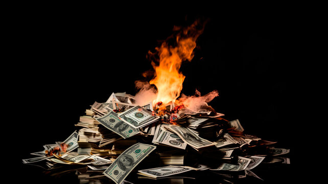 Burning Pile Of Money