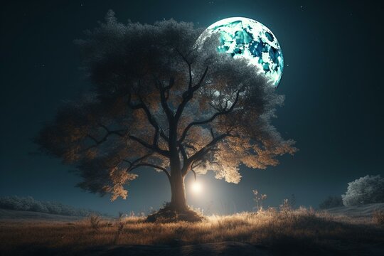 Night Moon Trees
