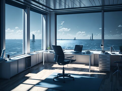 Office With Beach View
