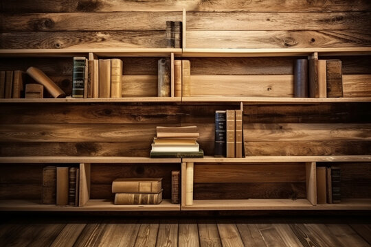 Wooden Bookshelf Background