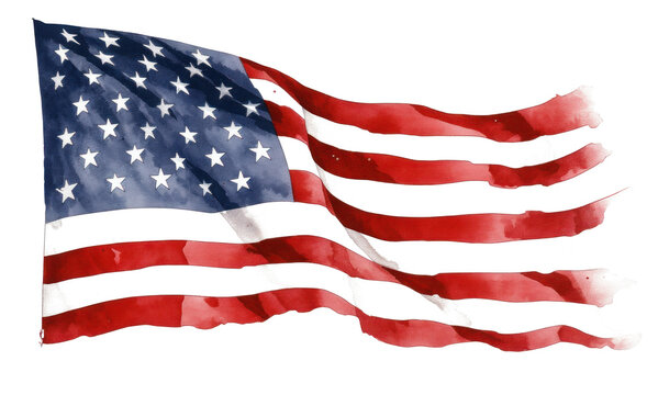 American Flag Waving In The Wind Drawing