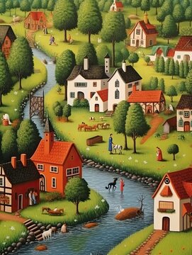 Country Folk Art Paintings