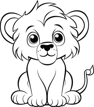 Baby Lion Cub Outline