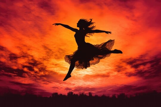dancer silhouette sunset