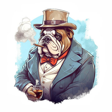 Bulldog Smoking Cigar