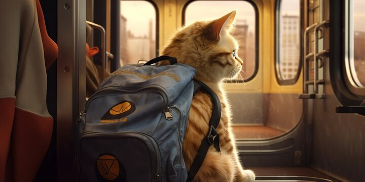 Cat Riding A Train
