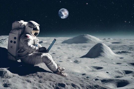 Banjo Playing Astronaut On Moon