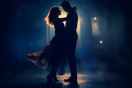 Slow Dancing Couple In The Rain