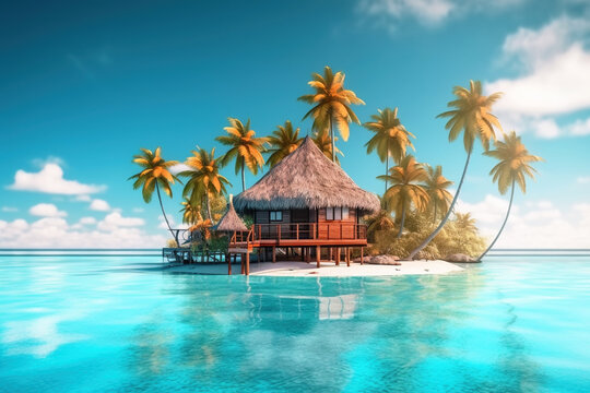 Tropical Beach Hut Wallpaper