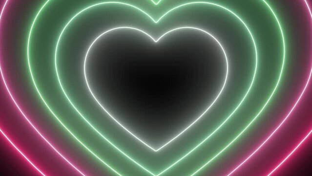 Neon Green And Pink Hearts