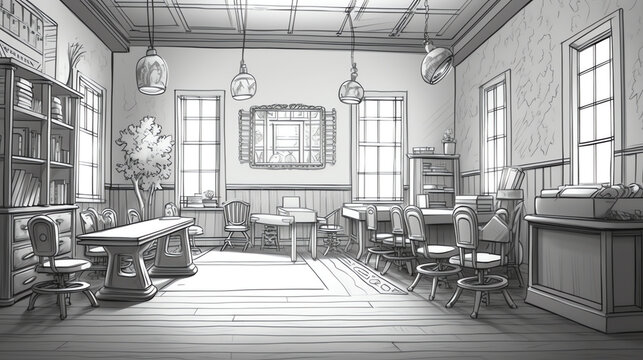 Empty Classroom Drawing