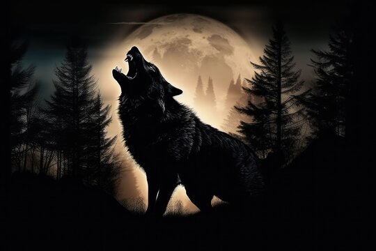 Black Wolf Howling Wallpaper