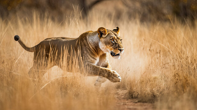 Lion Running Side View