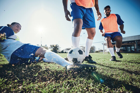 People Playing Football In Action