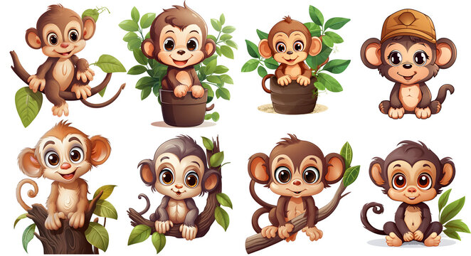 Cute Baby Monkeys Clipart