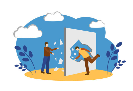 Break Through Wall Cartoon Images – Browse 1,829 Stock Photos, Vectors ...