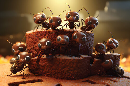 Cartoon Ant Eating Sugar