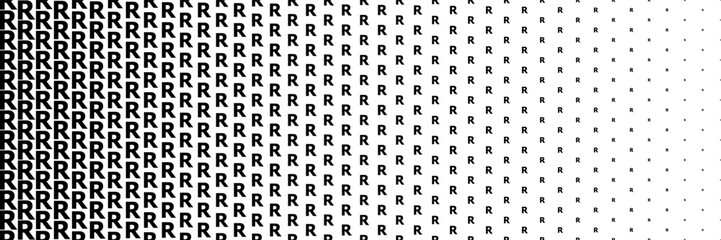 Sewing fabric with horizontal black halftone of capital letter R design ...
