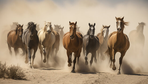 7 Horses Running Wallpaper