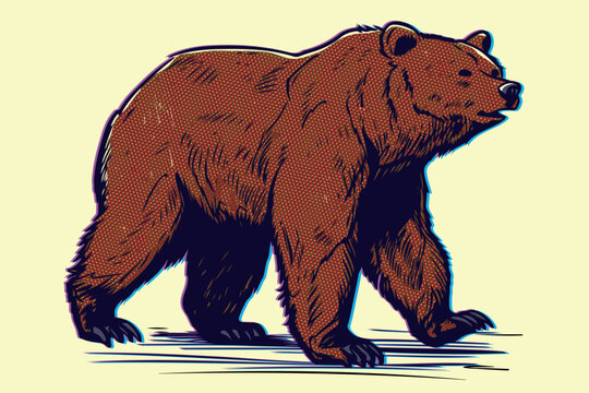 Grizzly Bear Standing Clip Art