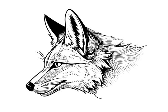 Vintage Fox Head Drawing