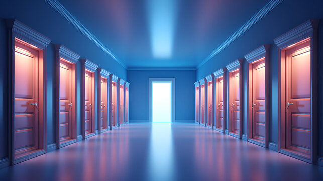 Hallway With Many Doors