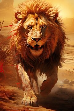 Lion Chasing Prey Wallpaper