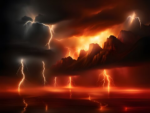 Red Lightning Storm Wallpaper