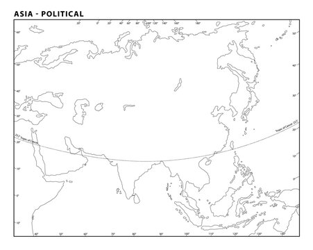 Blank Black And White Map Of Asia