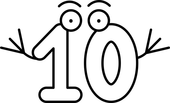 Number 10 Clipart Black And White