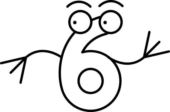 Number 6 Clipart Black And White