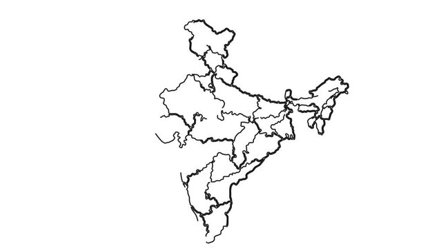 India Geographical Outline Map