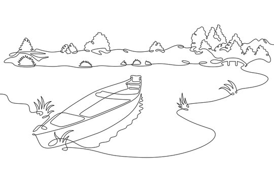 Winding River Drawing Black And White