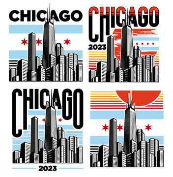 Simple Chicago Skyline Drawing