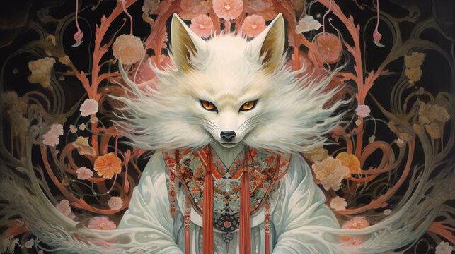 White Nine Tailed Fox Spirit