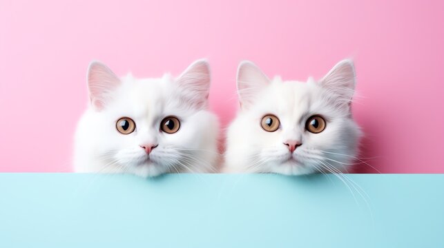 Two White Cats Cute