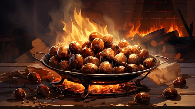 Chestnuts Roasting On An Open Fire Cartoon
