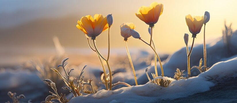 Arctic Poppy In Snow
