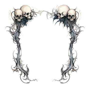 Old Skull Corner Borders