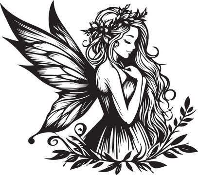 Fairy Clip Art Black And White
