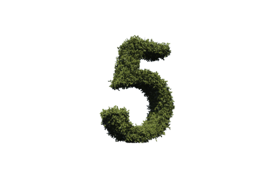 Digital Number 5 Illustration on Transparent Background