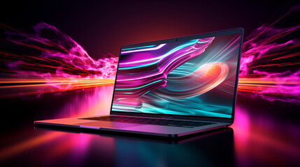 laptop closeup colorful background